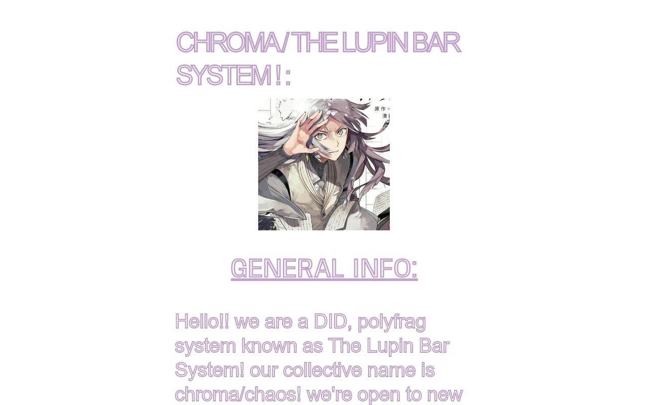 chroma / lupin bar sillies info!